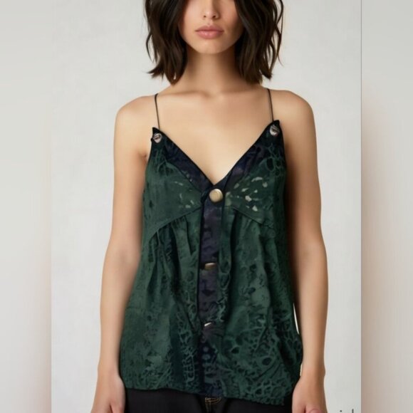 Zara | Tops | Zara Green And Black Leopard Print Top | Poshmark